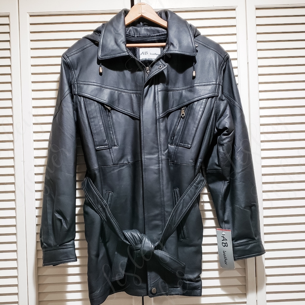Vintage Ab Belted Leather Jacket - Gem